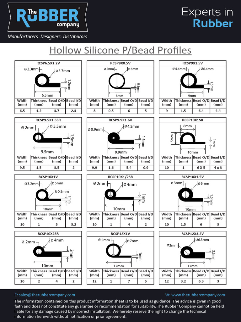 Hollow Silicone P-Profile Specifications | PDF | Display Technology ...