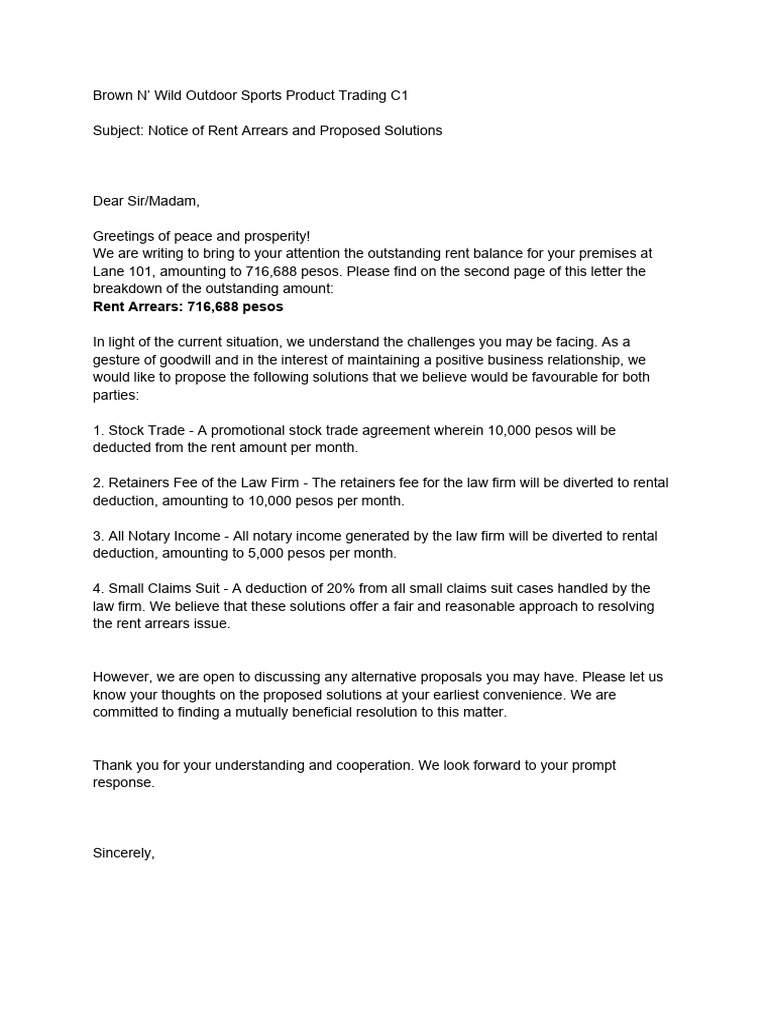 Rent Arrears Notice & Solutions | PDF