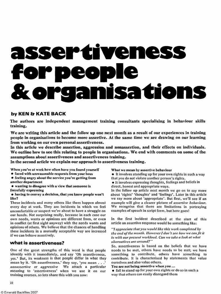 Assertiveness For People & Organizations | PDF | Anger | Aggression