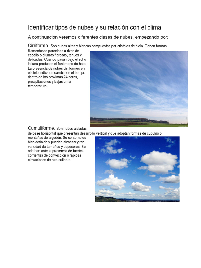 Identificar Los Tipos de Nubes y Su Relacion Con El Clima | Descargar ...