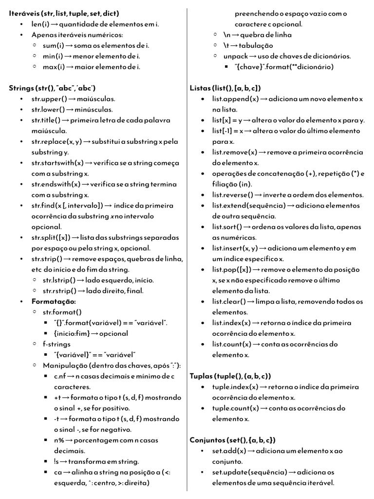 Resumo Python | PDF | Conjunto (Matemática) | String (Ciência da ... Resumo Python | PDF | Conjunto (Matemática) | String (Ciência da ...