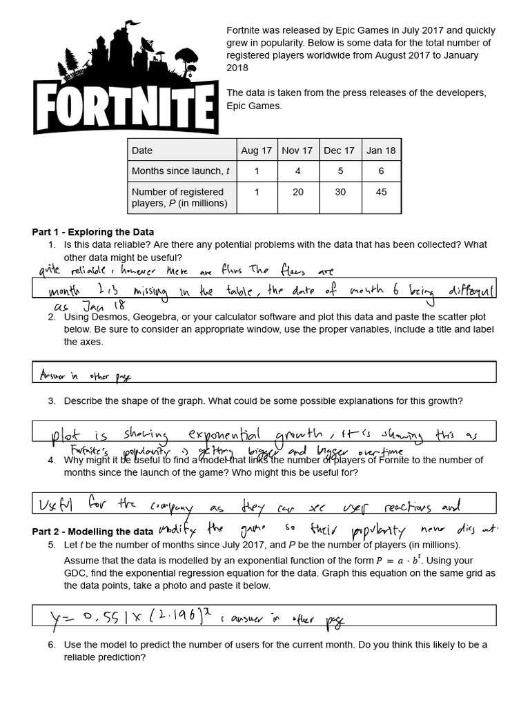 Fortnite Exponential Investigation | PDF | Applied Mathematics