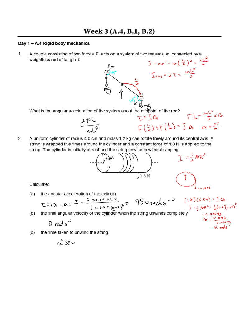 Week 3 | PDF | Rotation Around A Fixed Axis | Angular Momentum