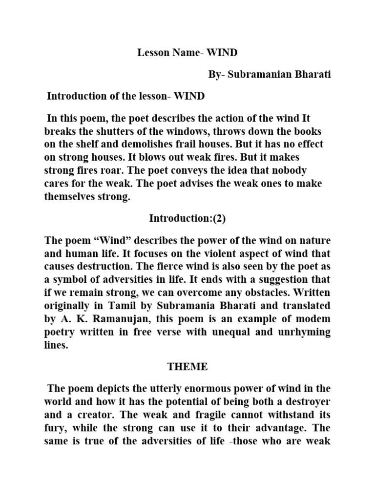 Wind | PDF | Metaphor | Poetry