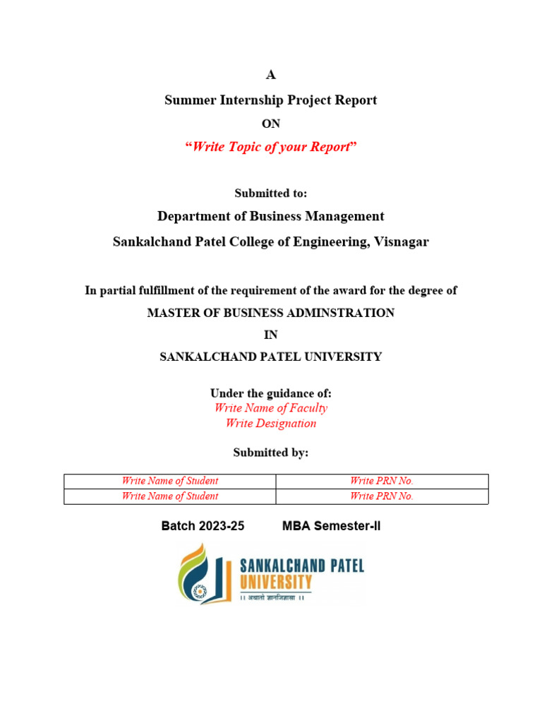 MBA Summer Internship Report | PDF