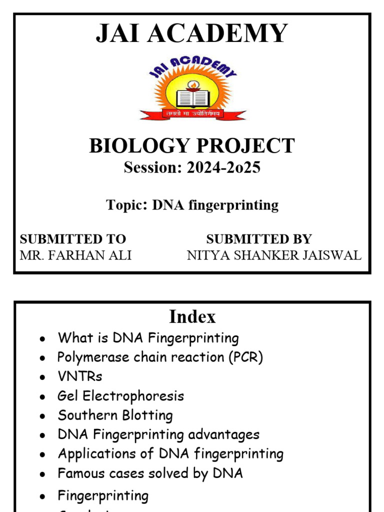 Biology Project On DNA Fingerprinting | PDF | Southern Blot ...