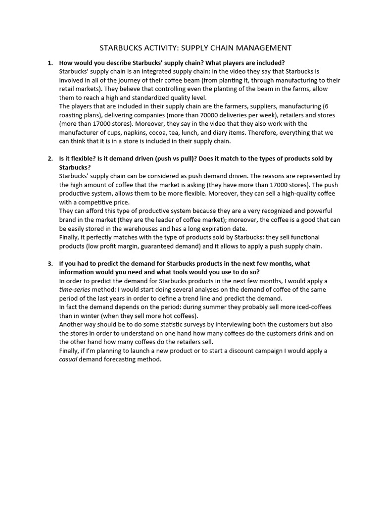 Activity Starbucks Supply Chain | Download Free PDF | Starbucks ...