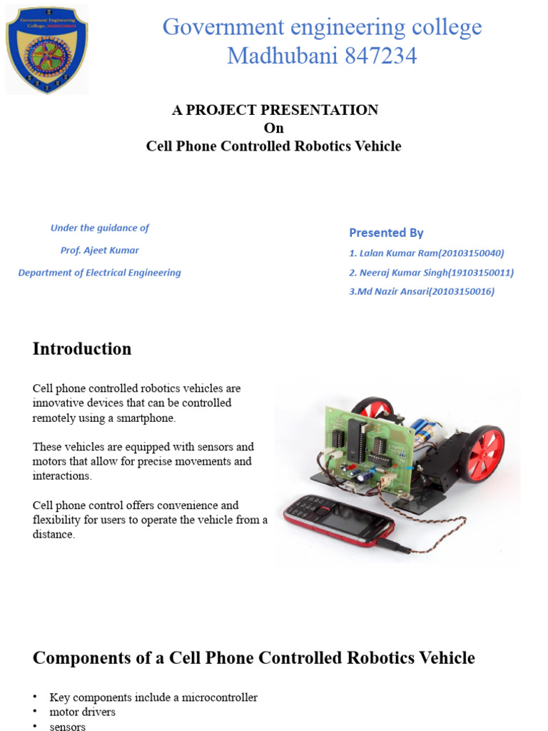 Cell Phone Controlled Robotics Vehicle final ppt | PDF | Robotics ...