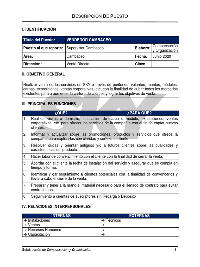 Funciones del Vendedor Cambaceo | PDF | Gestión de recursos humanos ...