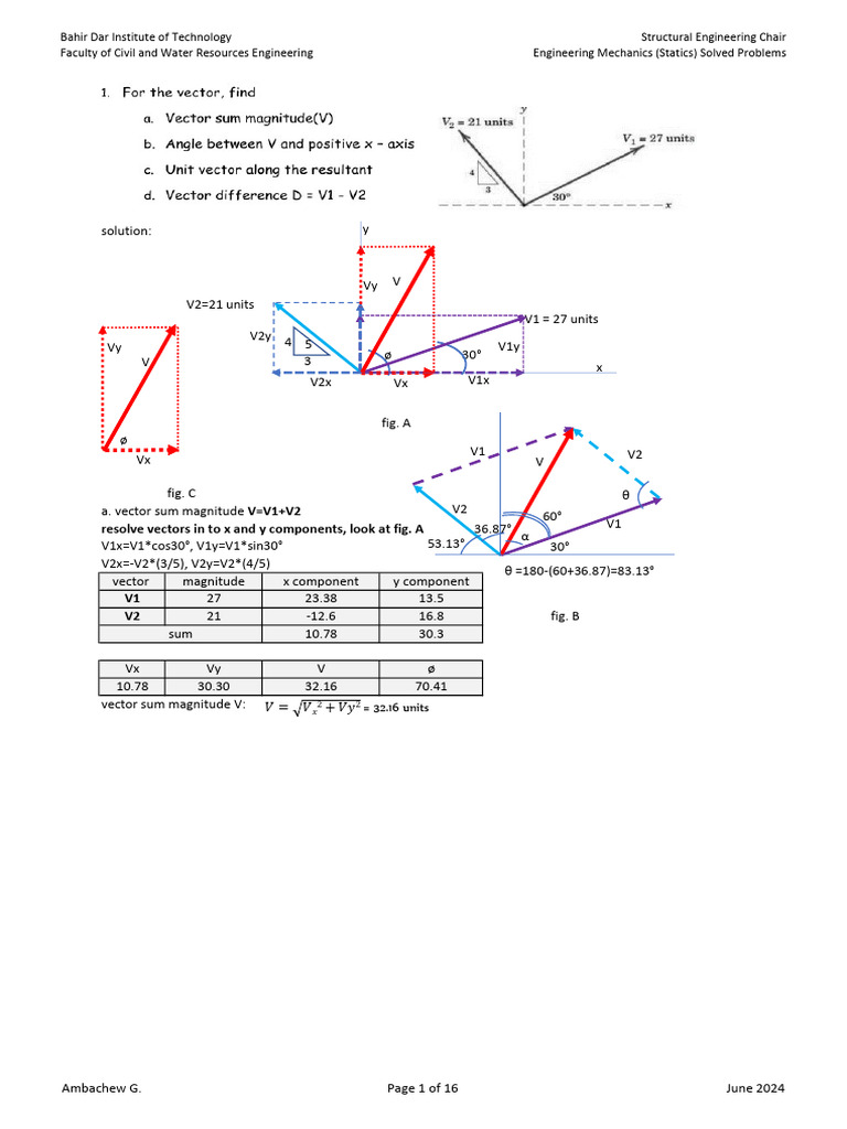 Engineering Mechanics (Statics) Solved Problems-1 | PDF | Angle ...