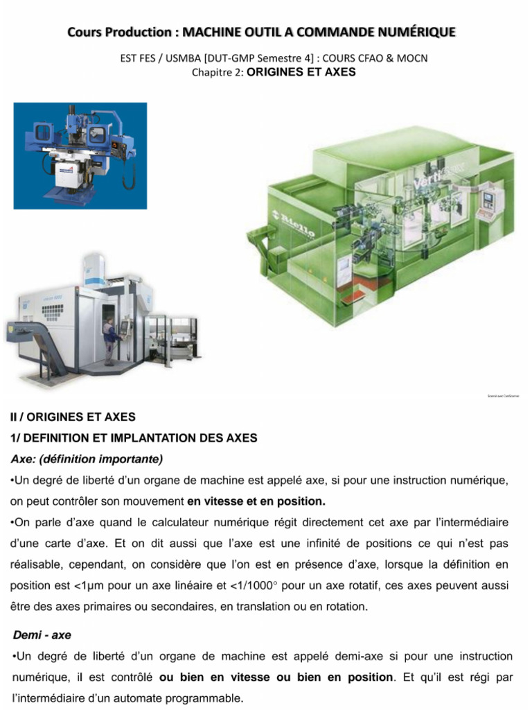 Cours Production Chap2 ORIGINES ET AXES 2020 | PDF