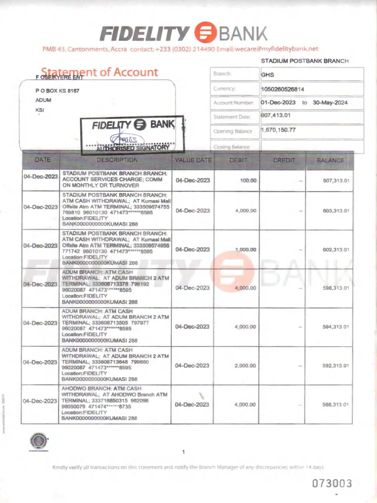 Sponsor Bank Statement-1 | PDF