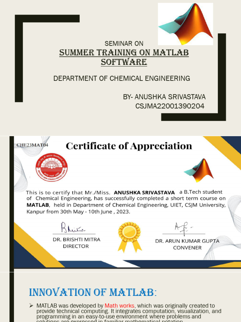 Matlab Presentation 204 | Download Free PDF | Matlab | Matrix (Mathematics)