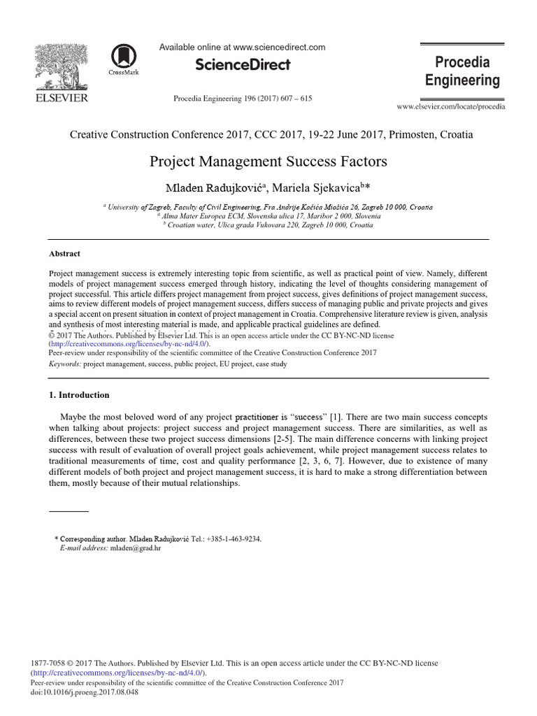 Project Management Success Factors - 2017 | PDF | Project Management ...