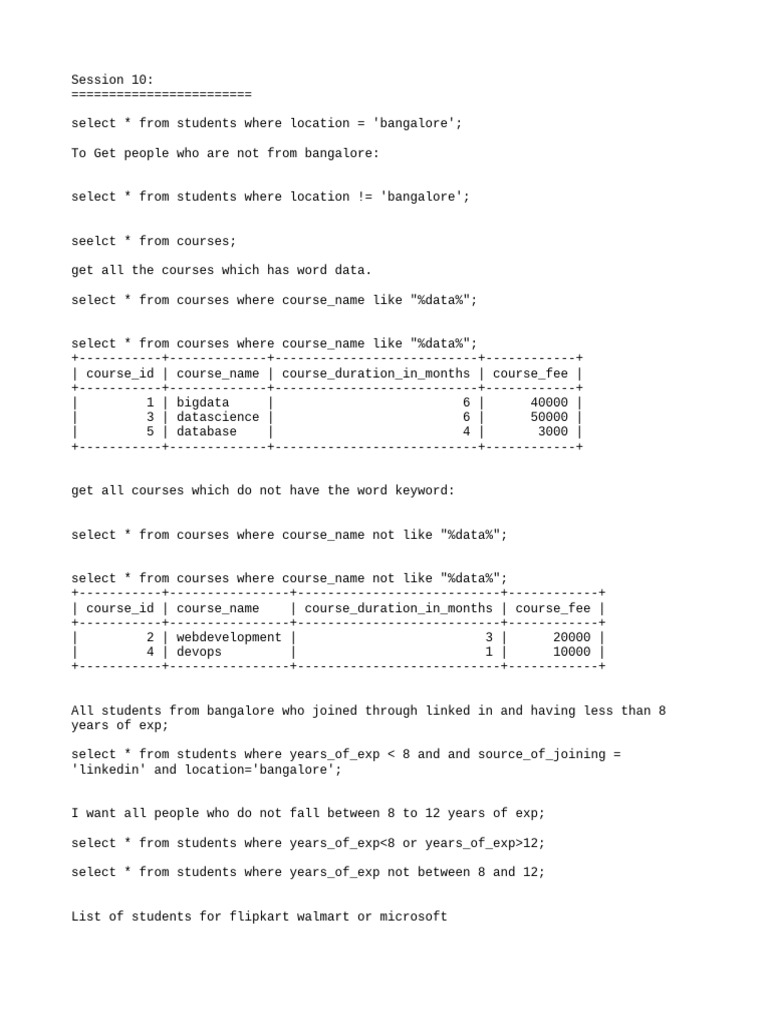 Session10 LogicalOperators | PDF | Information Science | Information Technology Management