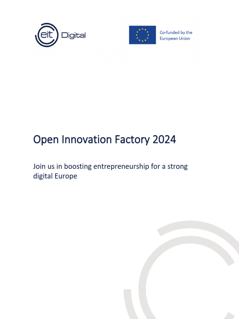 EIT Digital Open Innovation Factory 2024 Document | PDF | Venture ...
