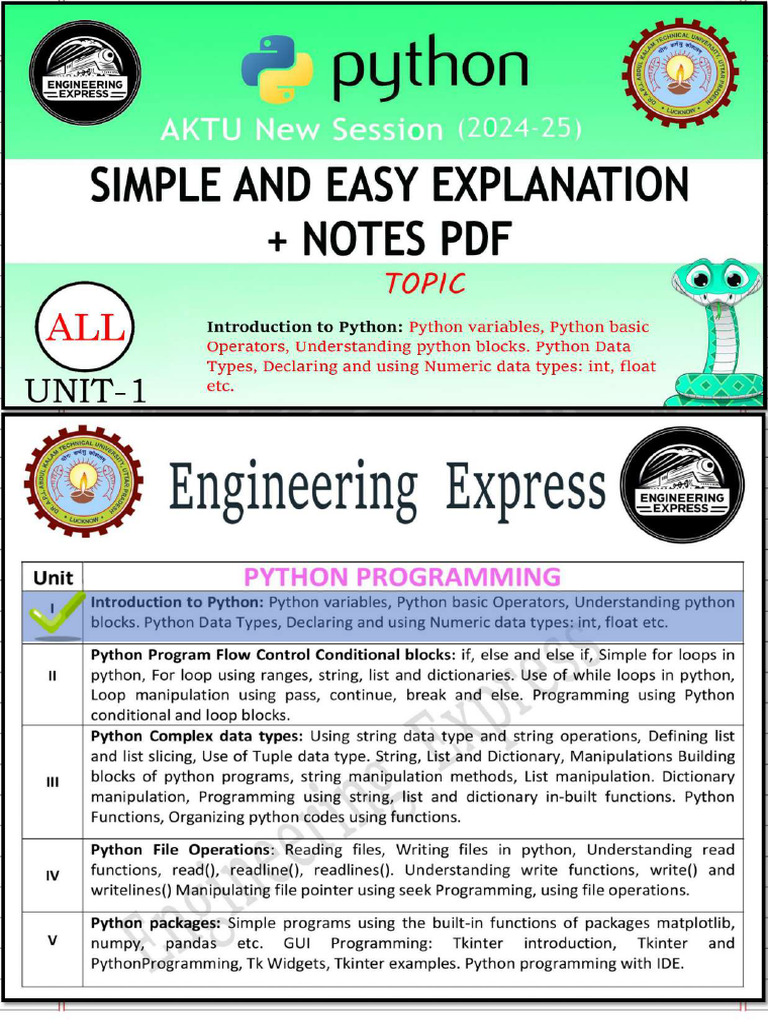 Python UNIT 1 | PDF