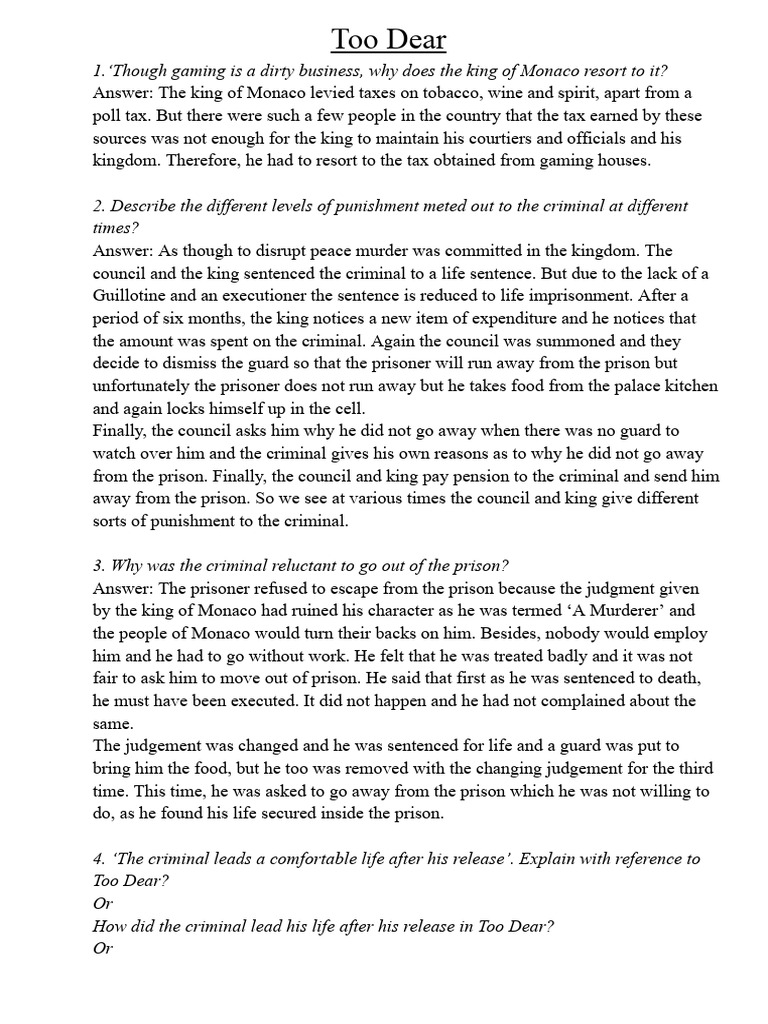 ENGLISH,Too Dear | Download Free PDF | Prison | Taxes