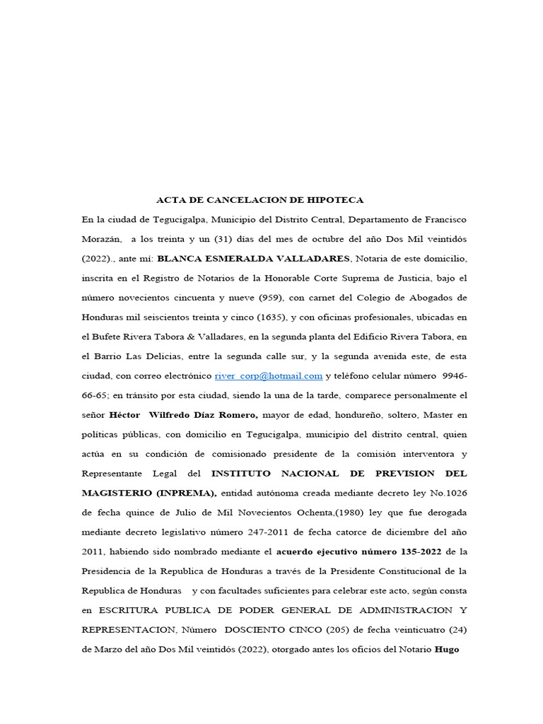 ACTA de Cancelacion IMPREMA - 22 | PDF | Deuda