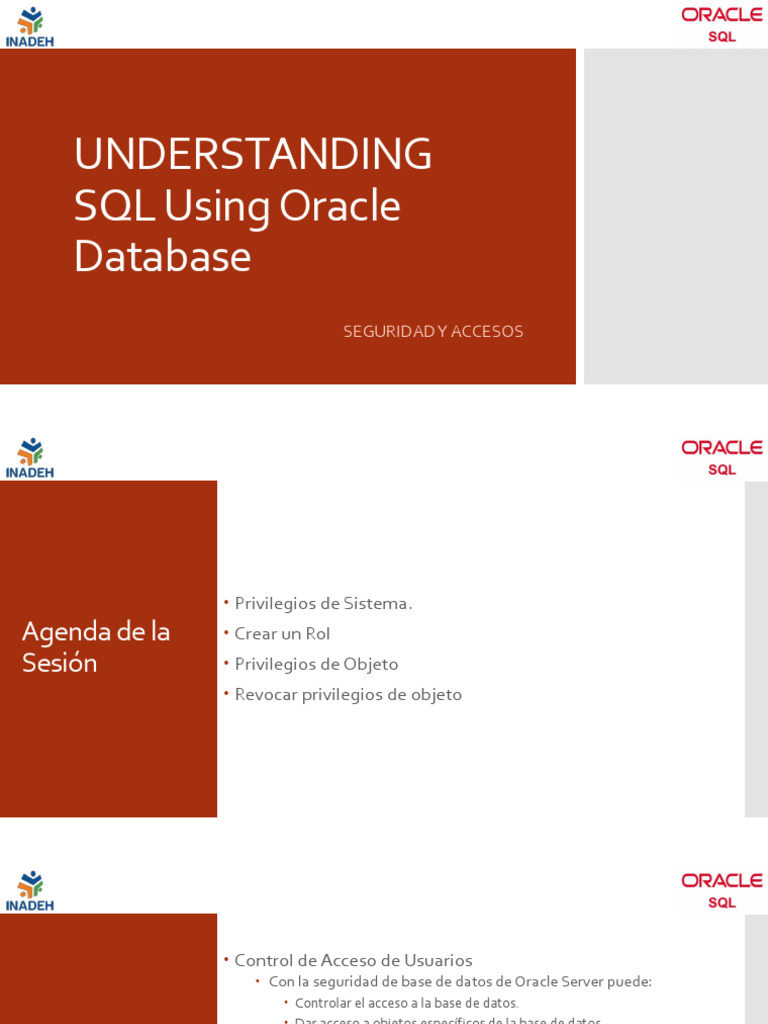 Undertanding SQL Oracle - 8 Seguridad y Acceso | PDF | Bases de datos | SQL