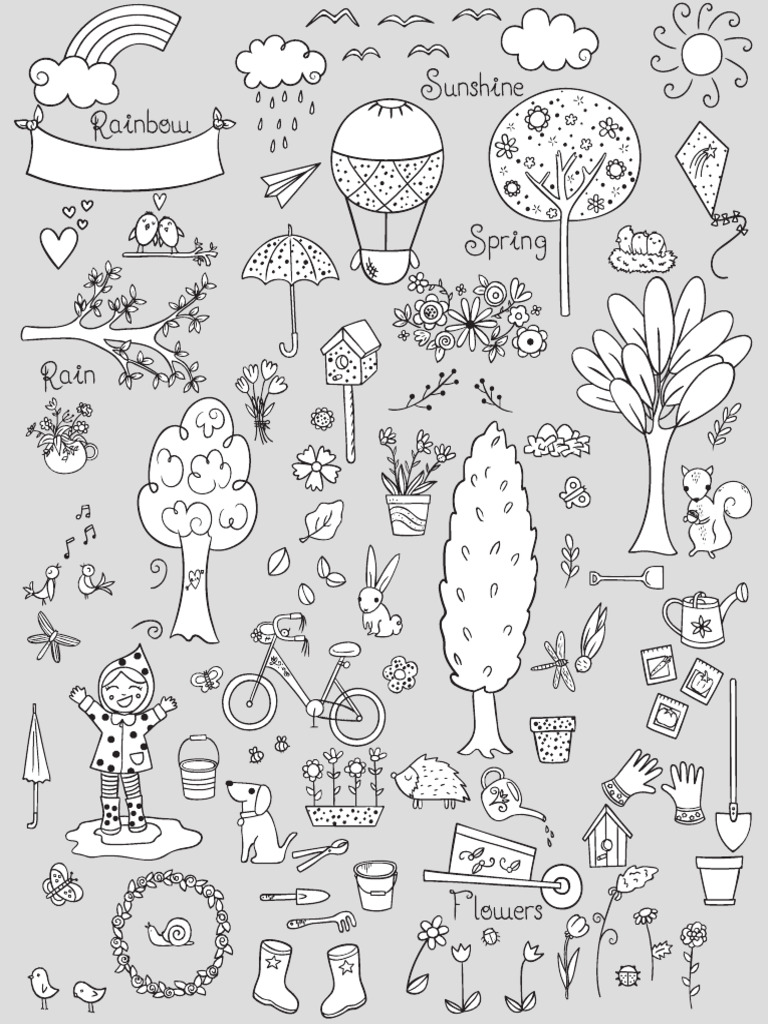 Spring Doodles BW | PDF