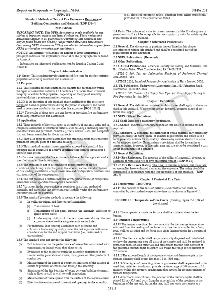 NFPA 251-05-Draft | PDF | Thermocouple | Fires