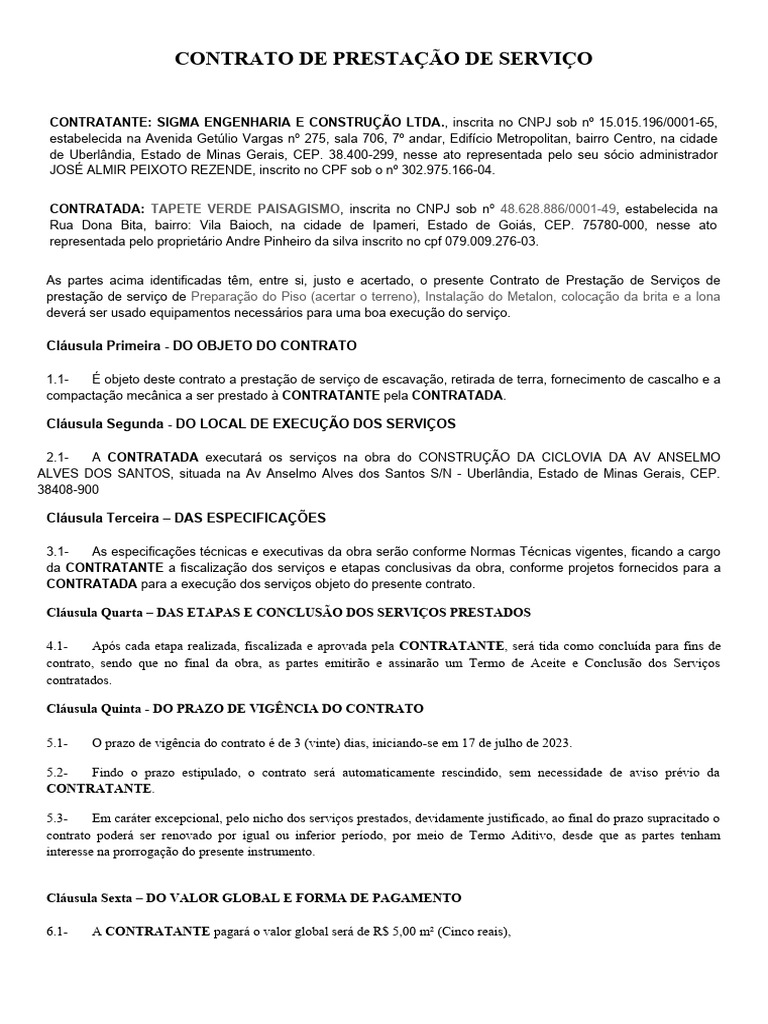 Modelo de Contrato | Download grátis PDF | Direito Comercial | Direito Comum