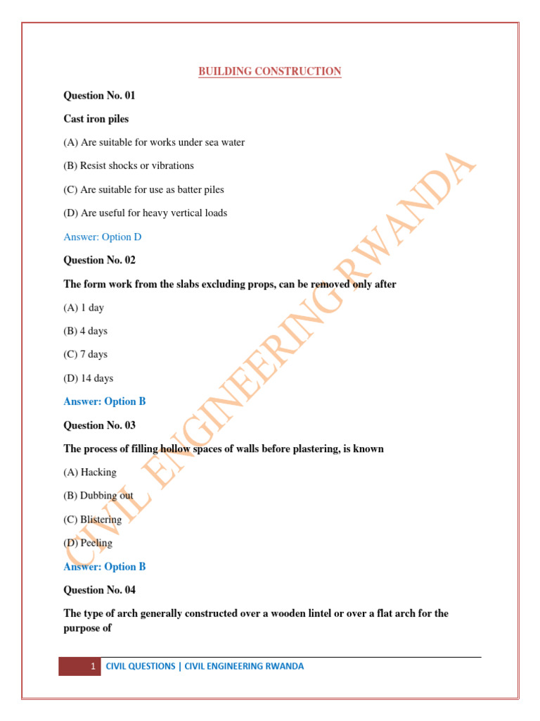 CIVIL Building Construction Questions | PDF | Deep Foundation ...