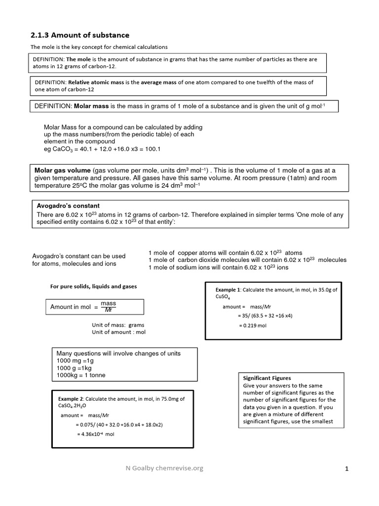 Understanding Moles and Concentration in Chemistry | PDF | Mole (Unit ...