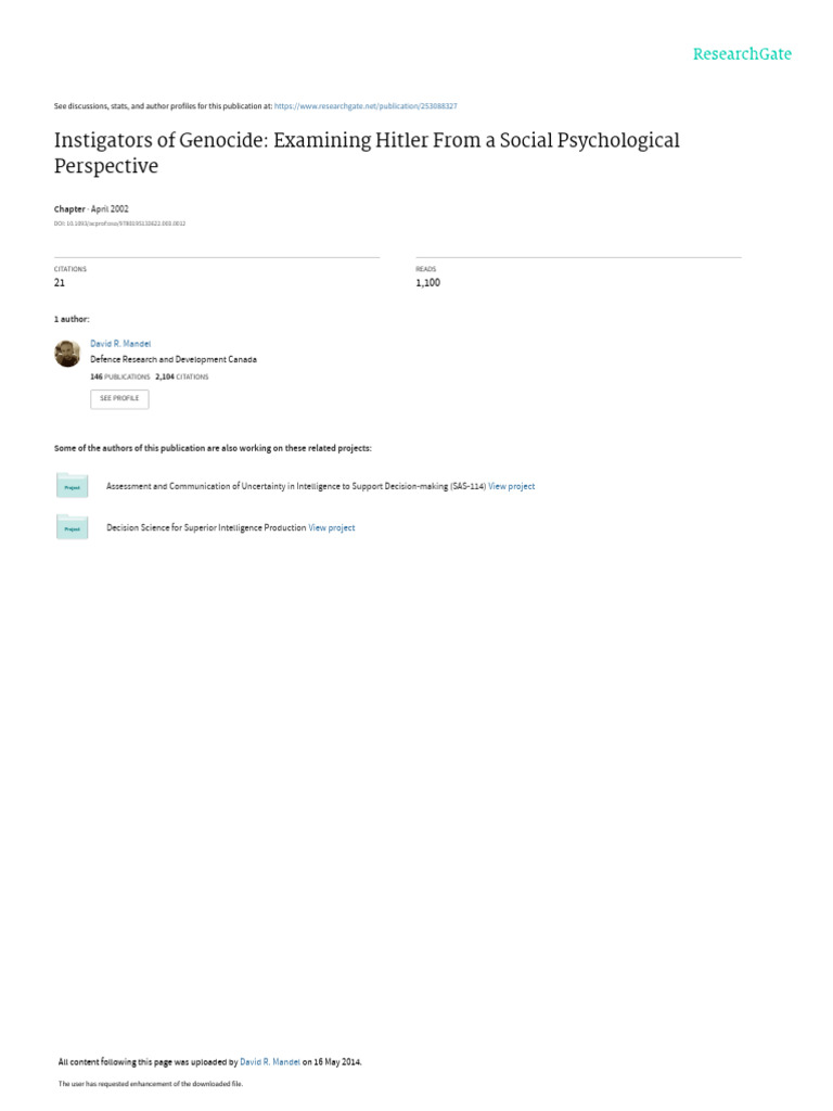 Hitler and Social Psychology | PDF | Attitude (Psychology) | Power ...