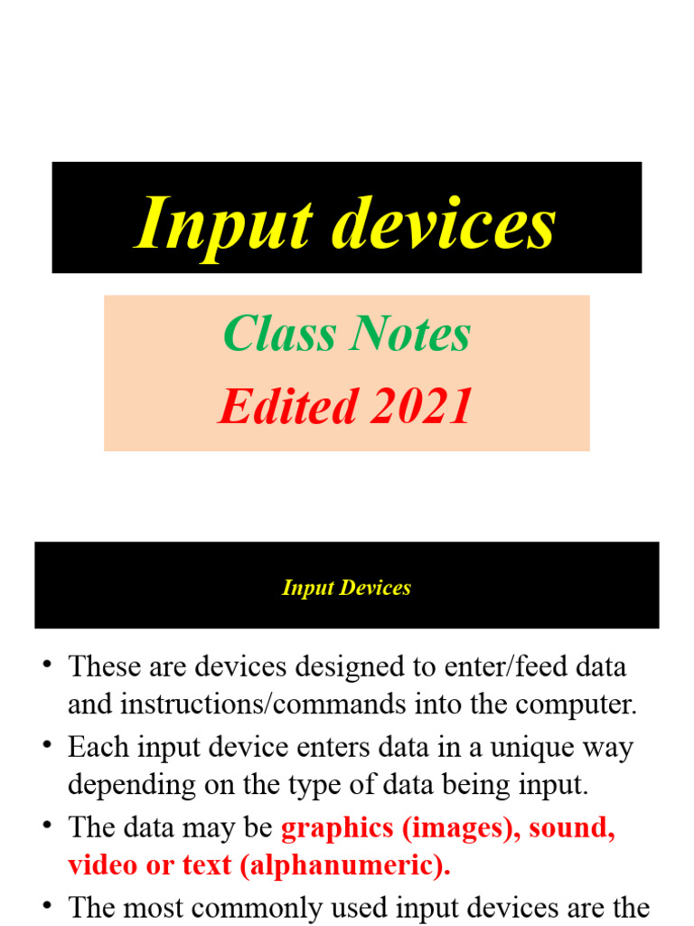 Input Devices Edited 2021 | PDF | Image Scanner | Cursor (User Interface)