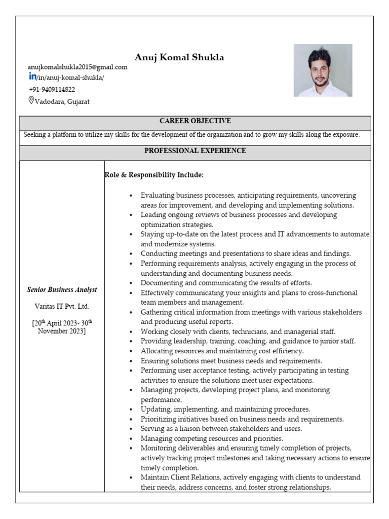 Anuj Komal Shukla - Resume | Download Free PDF | Data Analysis | Data