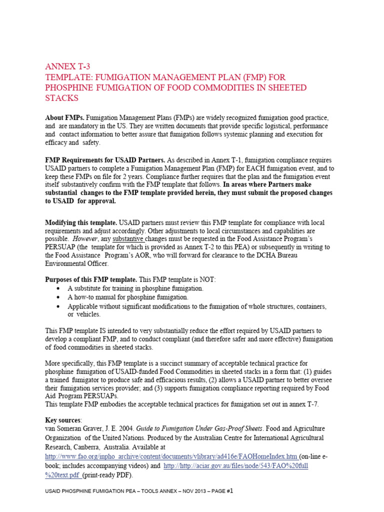 T-3 - Template Fumigation Management Plan | PDF | Personal Protective ...