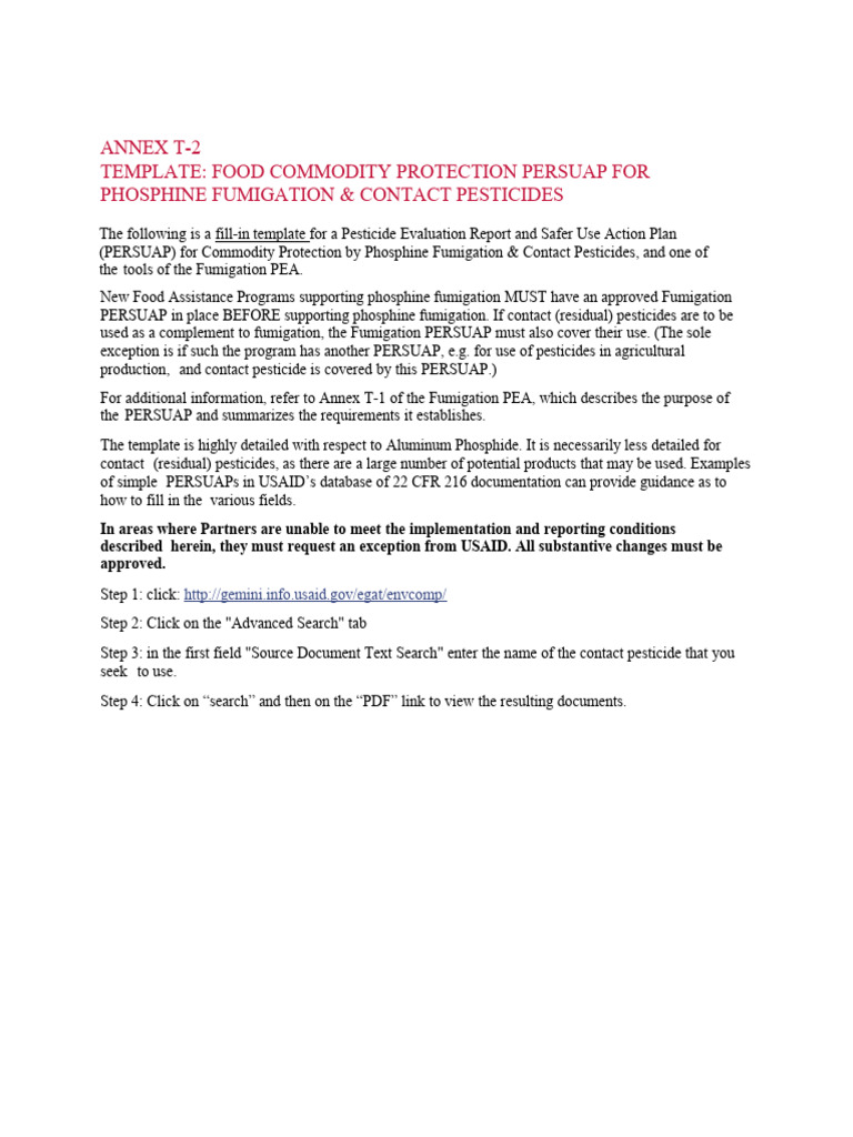T-2 - Fumigation PERSUAP Template | Download Free PDF | Pesticide