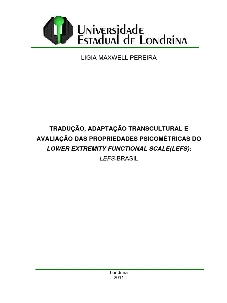 Escala - Lower Extremity Functional Scale (LEFS) | PDF | Osteoartrite | Dor