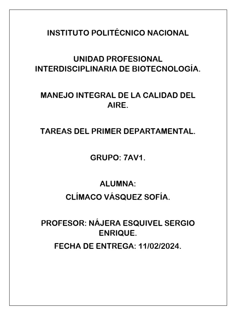 Tareas 1p. Sofía Climaco Vásquez. | PDF | Herida | Fenómenos Meteorológicos