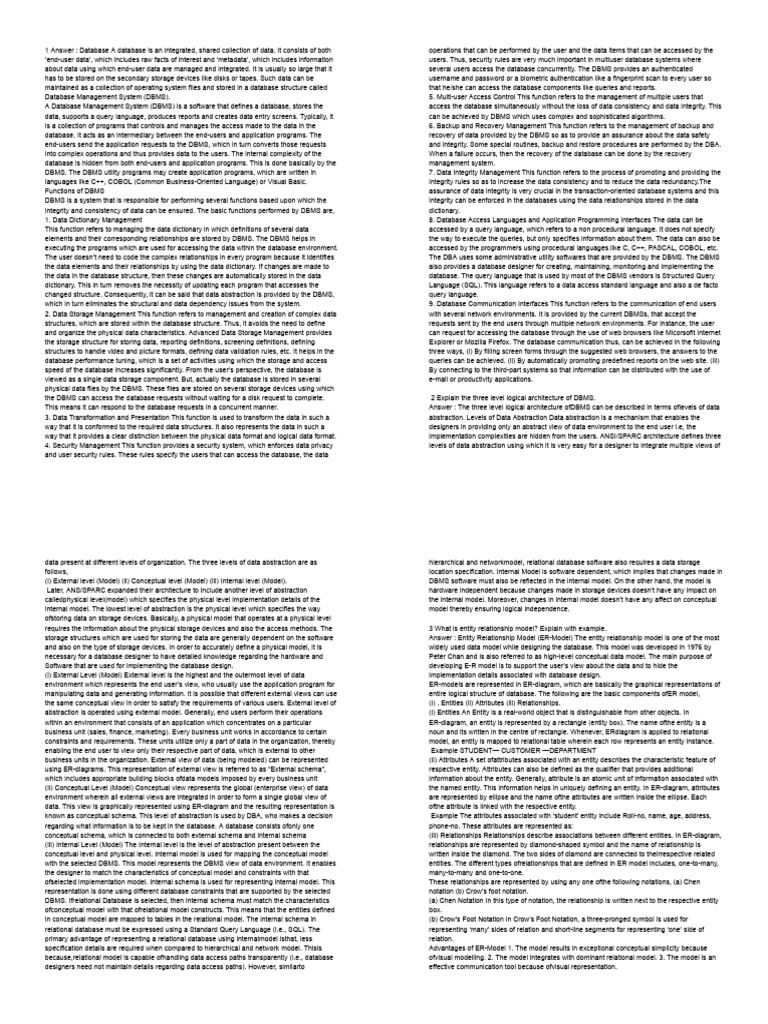 Notes Rdbms Pdf Databases Conceptual Model 