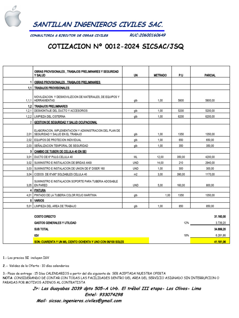 Corpac Ilo Sicsac 2024 Cambio de Ductos y Limpieza Del Sistema de Cisterna para El ...