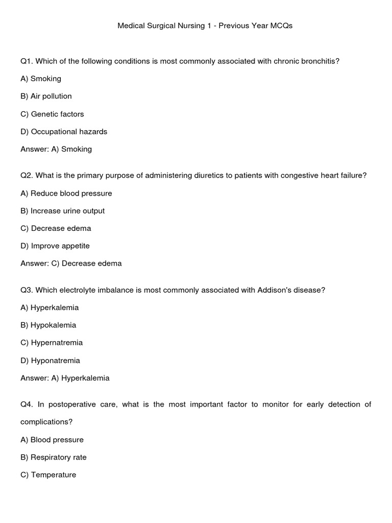 Medical_Surgical_Nursing_1_MCQs | PDF
