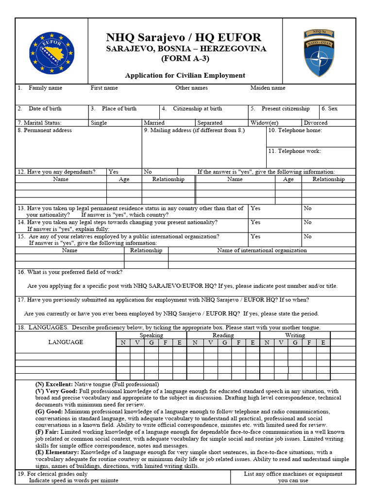 a3_application_form_english | Download Free PDF | Vocabulary ...