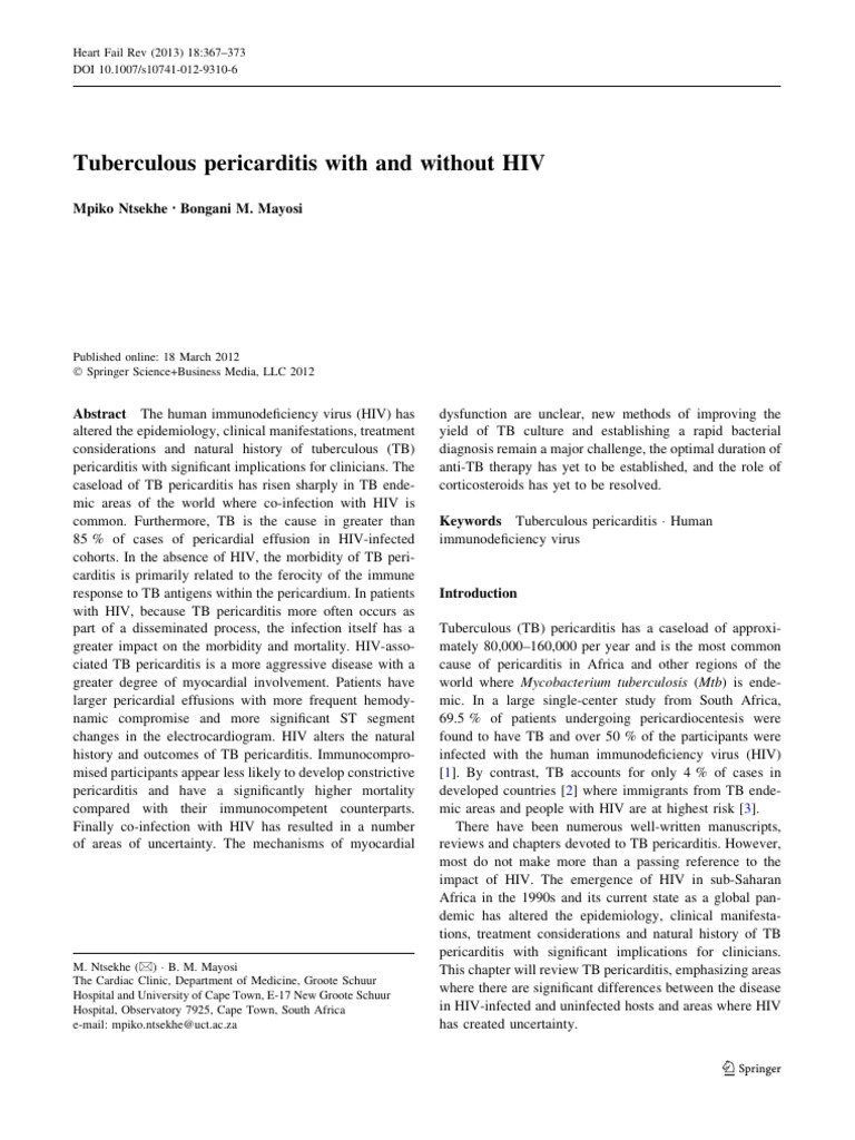 Pericardial TB | PDF | Tuberculosis | Heart