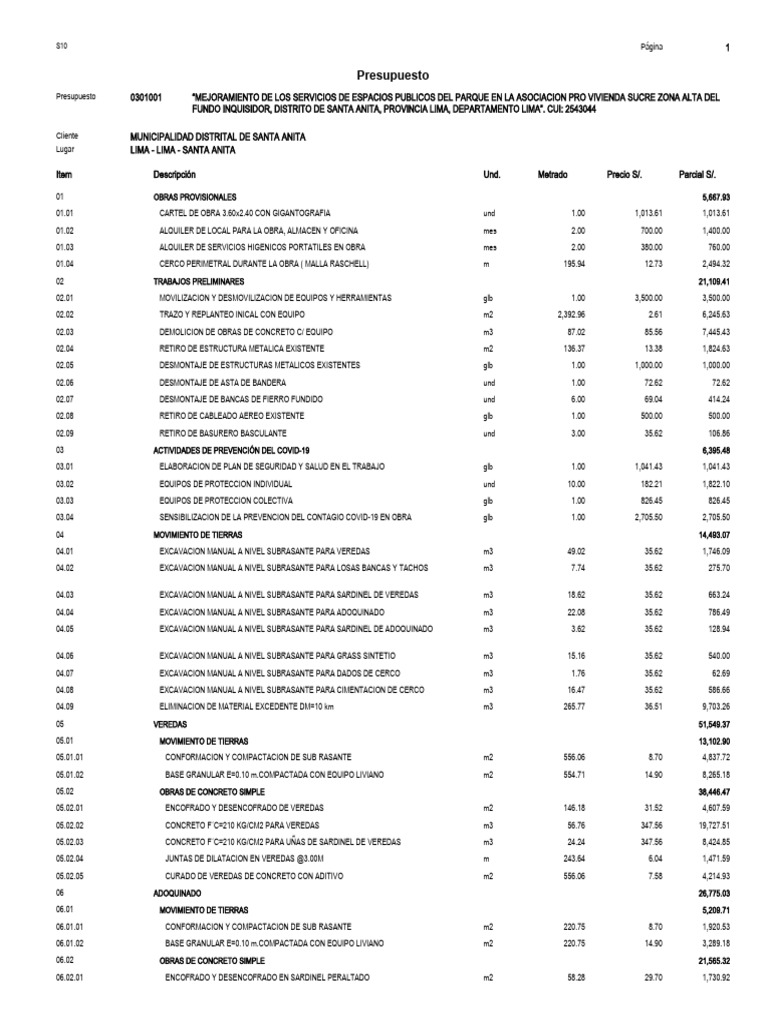 Presupuesto Sucre | PDF | Ingeniería estructural | Ingeniero civil
