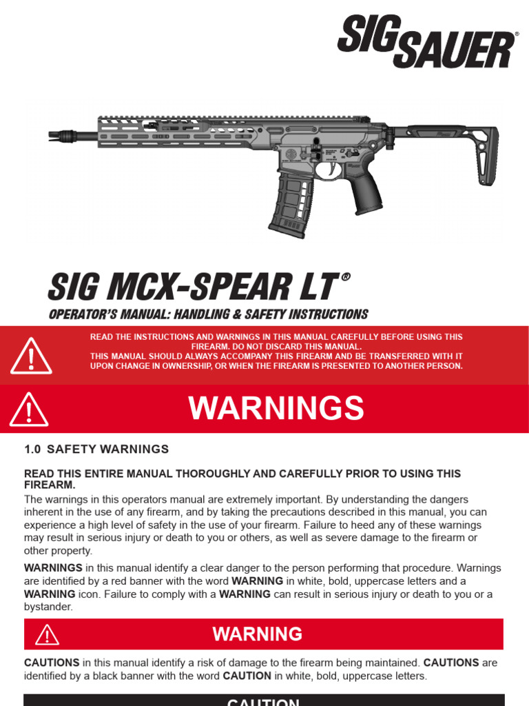 Operators Manual MCX Spear LT 2402988 01 Rev01 | PDF | Cartridge (Firearms) | Gun Barrel
