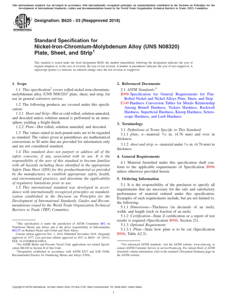 ASTM B620-03 (2018) | Download Free PDF | Sheet Metal | Hardness