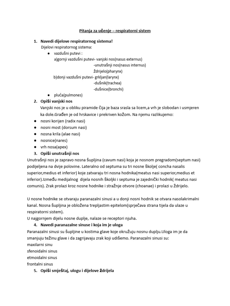 Anatomija Sva Pitanja I Odgovori | PDF