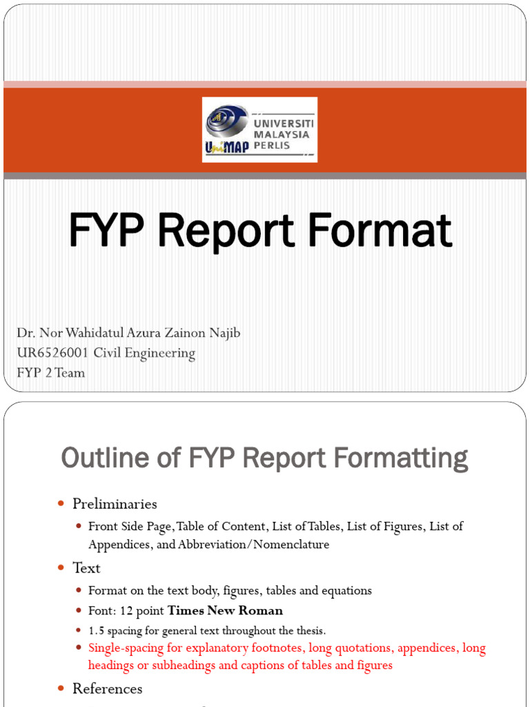 Civil Eng FYP Report Format Guide | PDF