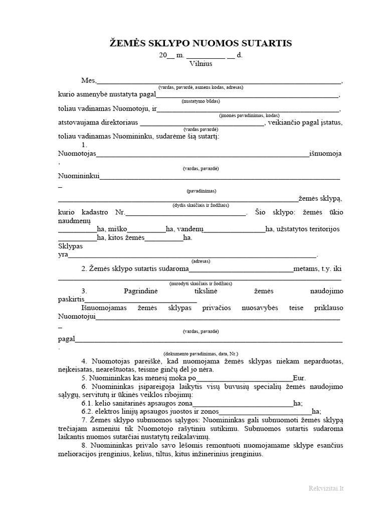 Zemes Nuomos Sutartis | PDF