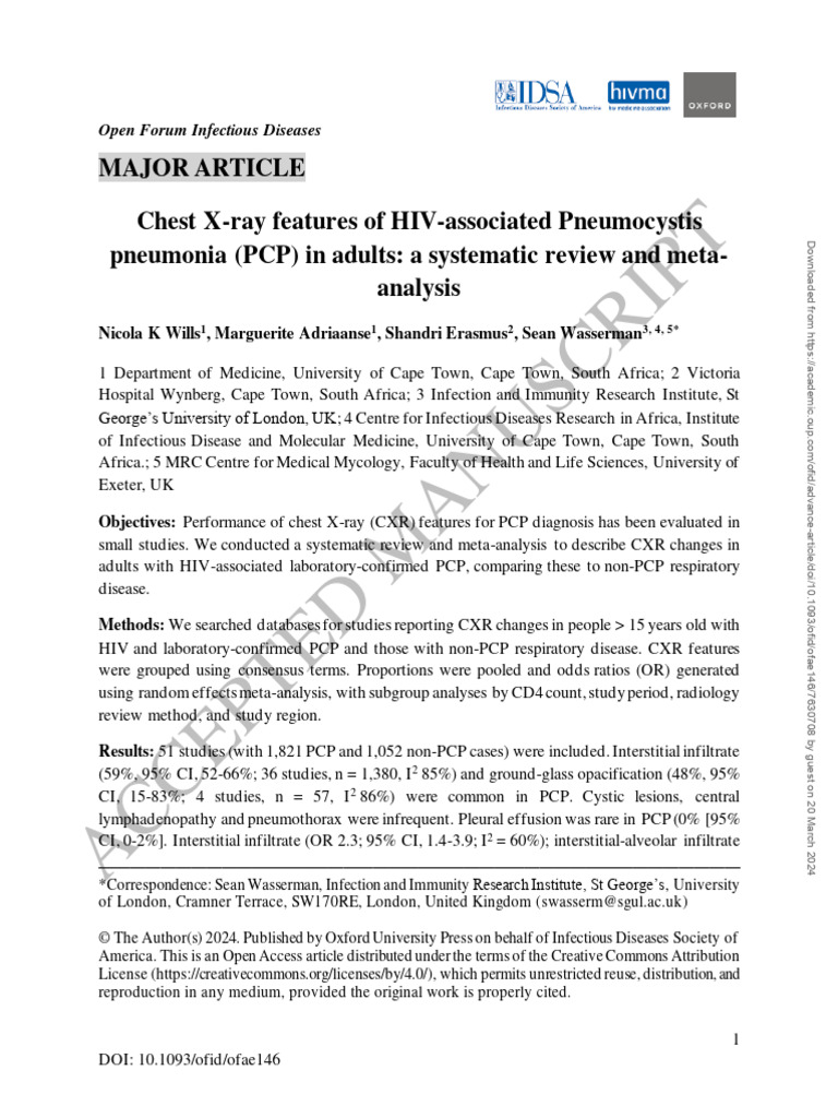 Chest xray hiv pjp | PDF | Pneumonia | Causes Of Death