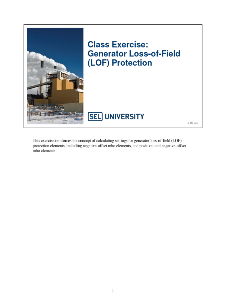Generator LOF Protection Settings Exercise | PDF | Electrical Impedance ...