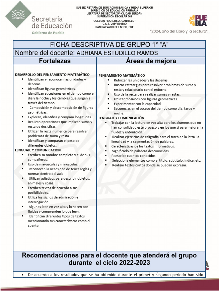 1 - 1a - Ejemplo de Ficha Descriptiva de Grupo | PDF | Educación primaria | Comunicación